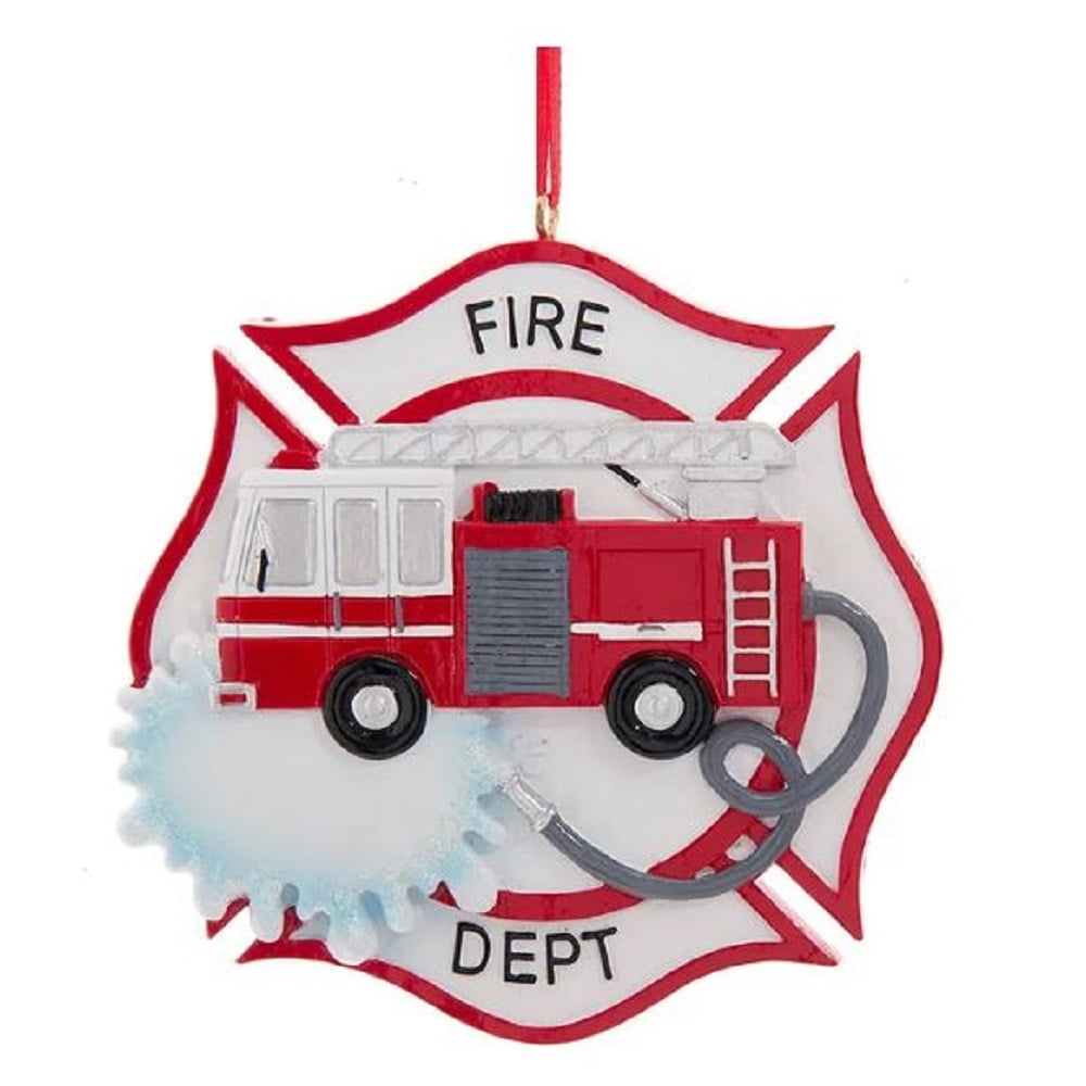 Fire Department Shield with Fire Truck Christmas Tree Ornament A2034 ...