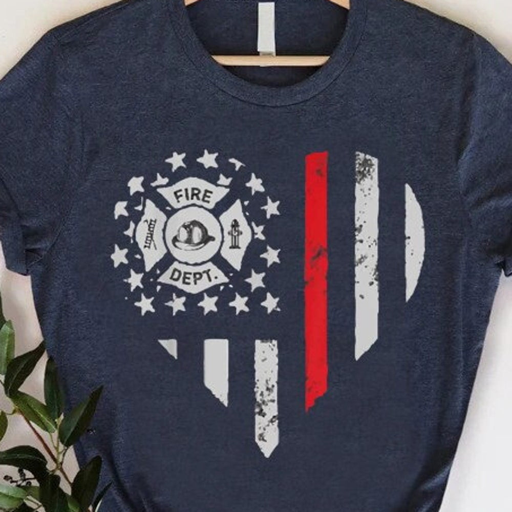 Fire Department Shirt, Fire Department Logo Flag And Heart Design, Gift ...