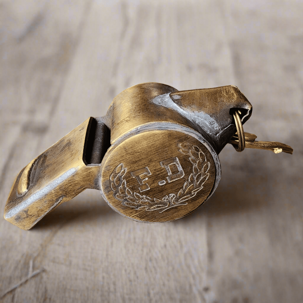 Fire Department Solid Brass Whistle With Raised Star & Antique Finish ...