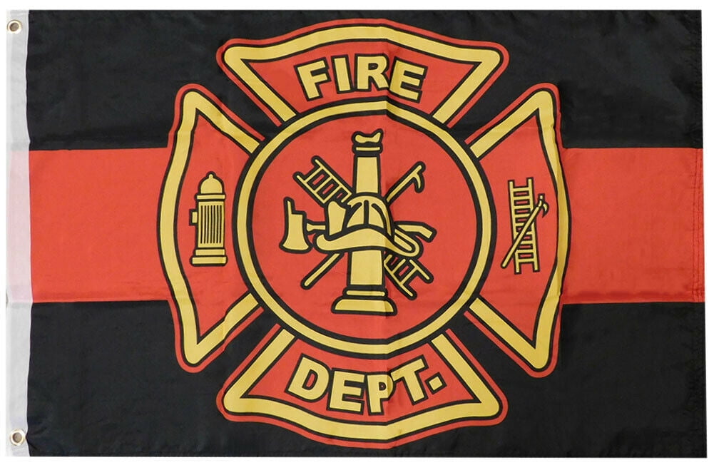 Fire Dept Department Thin Red Line 100D Woven Poly Nylon 2x3 2'x3' Flag ...