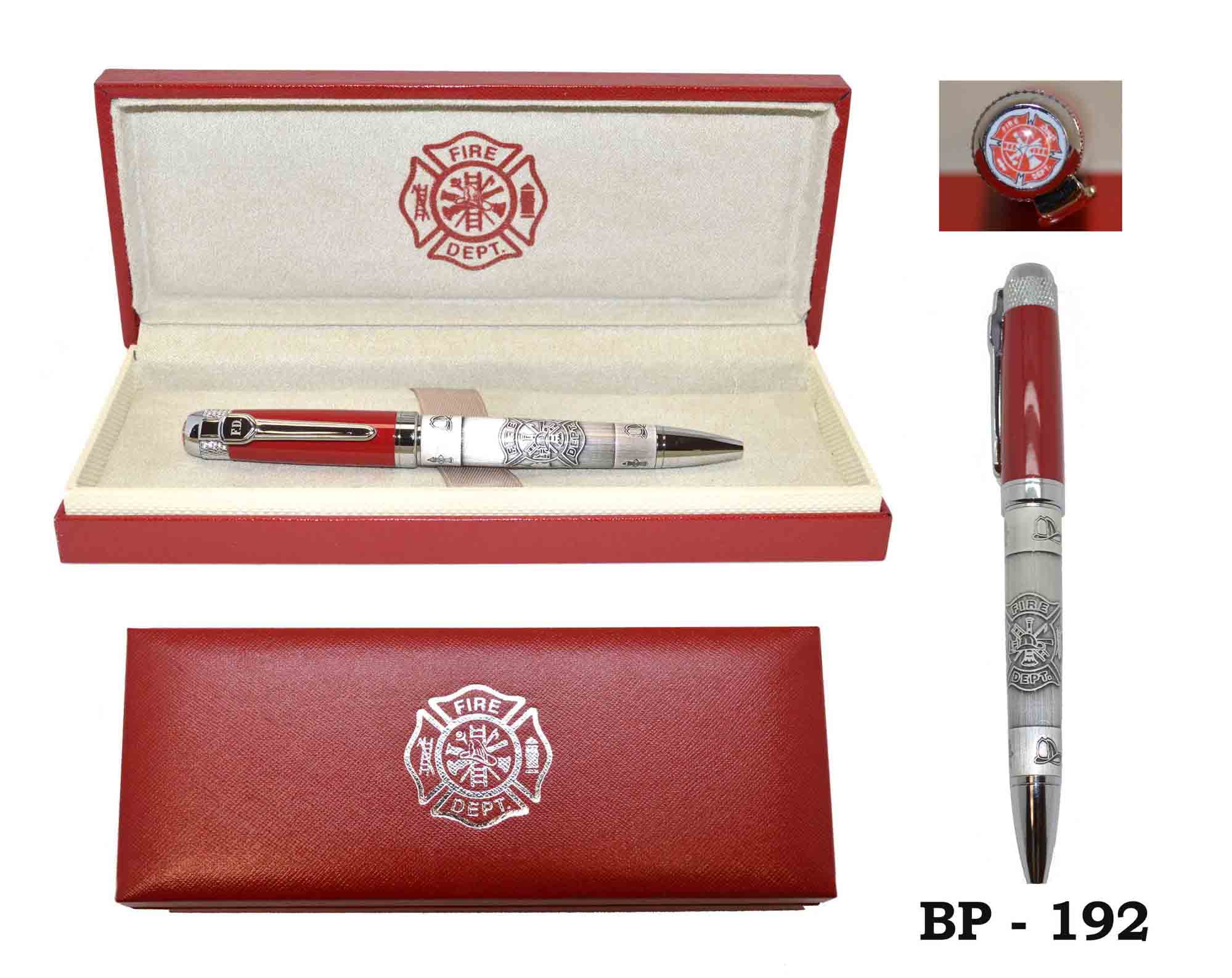 Fire Dept Firefighter Heavy Weight Metal Ball Point Pen Set Red Box ...