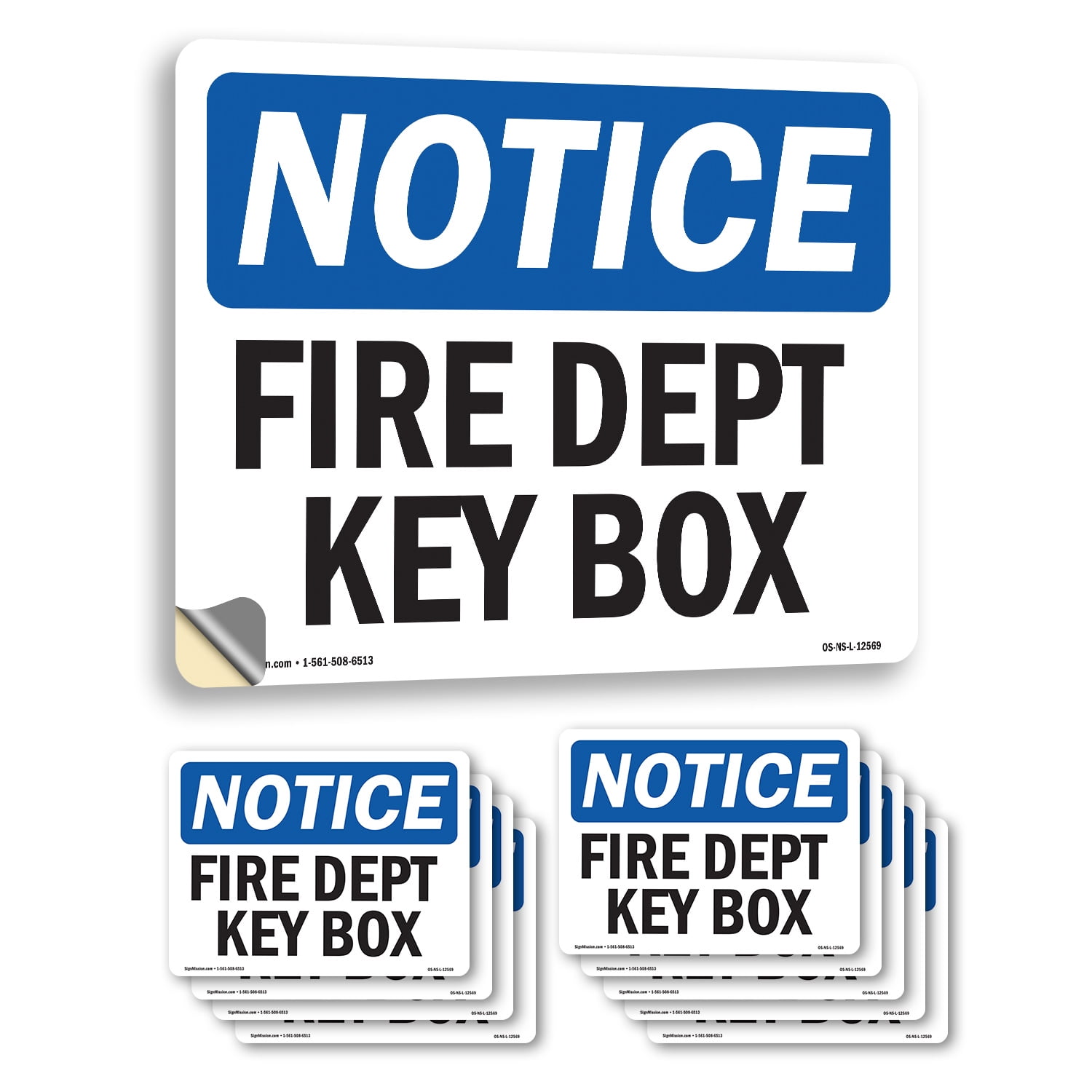 Fire Dept Key Box OSHA Notice Vinyl Decal Label 24 Inch x 18 Inch - 10 ...