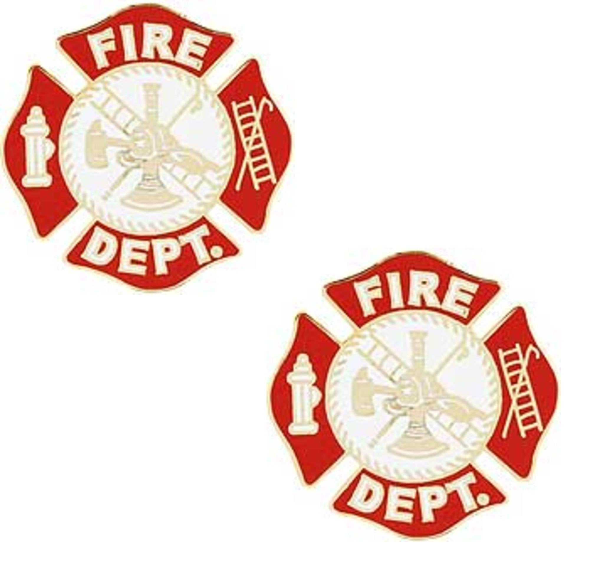 Fire Dept Maltese Cross Firefighter Collar Lapel Scramble Lapel Pin Two ...