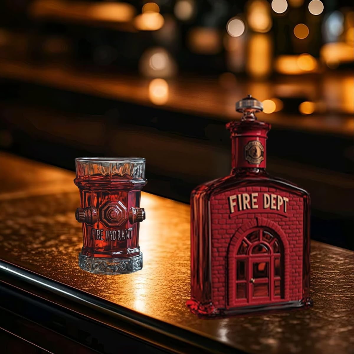 Fire Dept Whiskey Decanter - Firedept Statue Whiskey Bottle and Hydrant ...