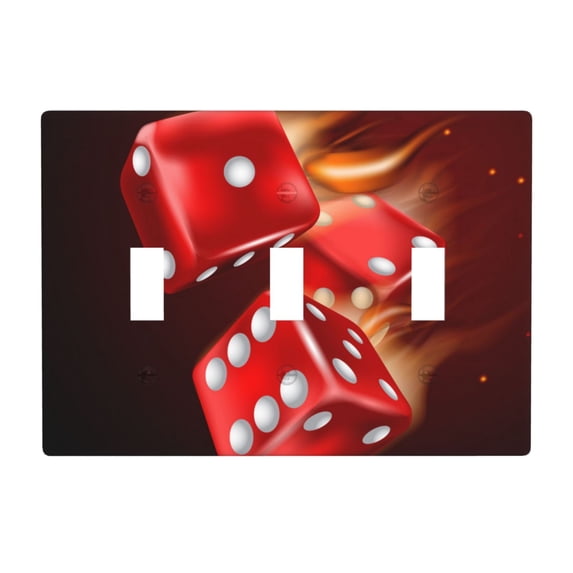 Fire Dice Flaming Dices Flame 3 Gang Light Switch Cover Decorative ...