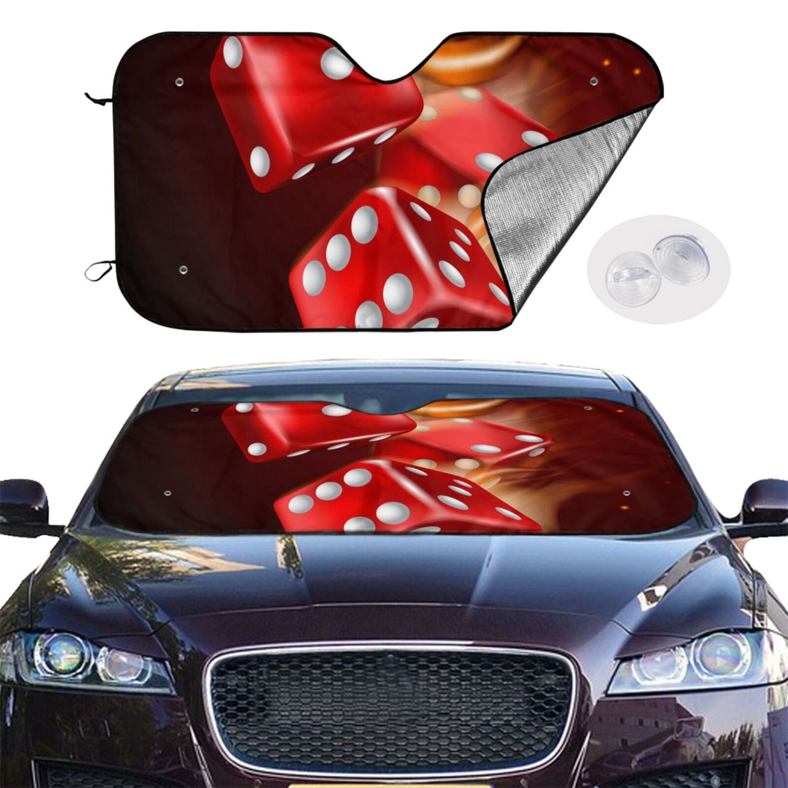 Fire Dice Flaming Dices Flame Windshield Sunshade Sun Shade Front ...