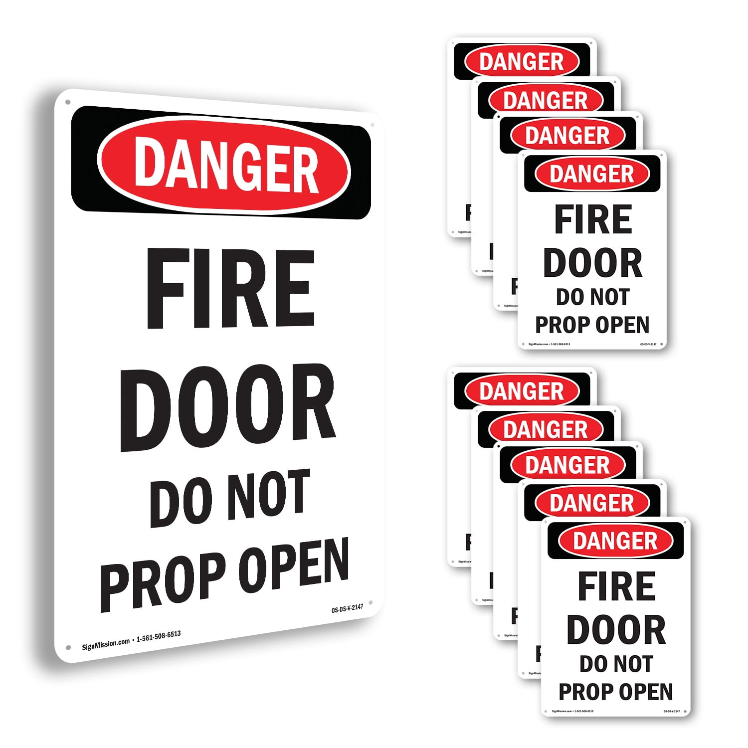 Fire Door Do Not Prop Open OSHA Danger Rigid Plastic Sign 10 Inch x 7 ...