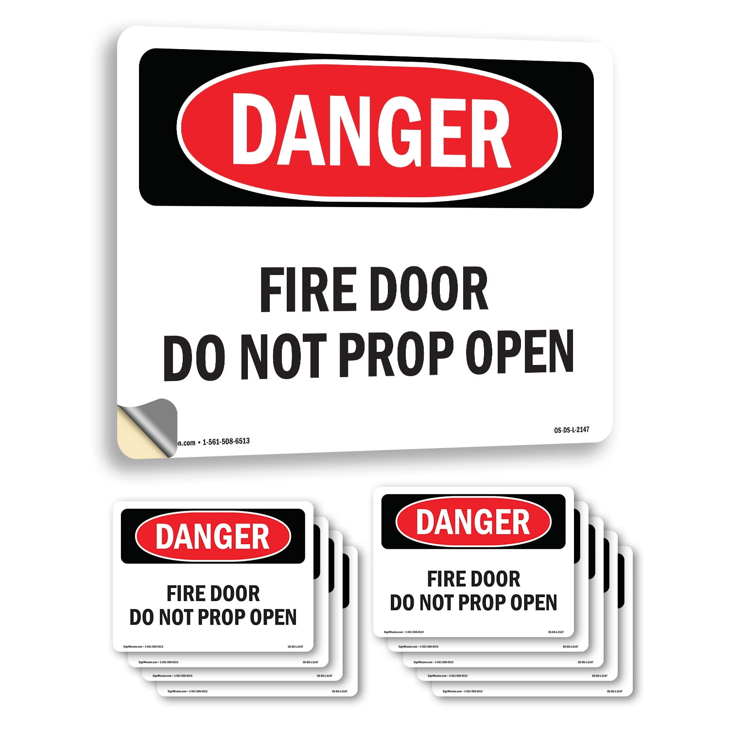 Fire Door Do Not Prop Open OSHA Danger Vinyl Decal Label 18 Inch x 12 ...