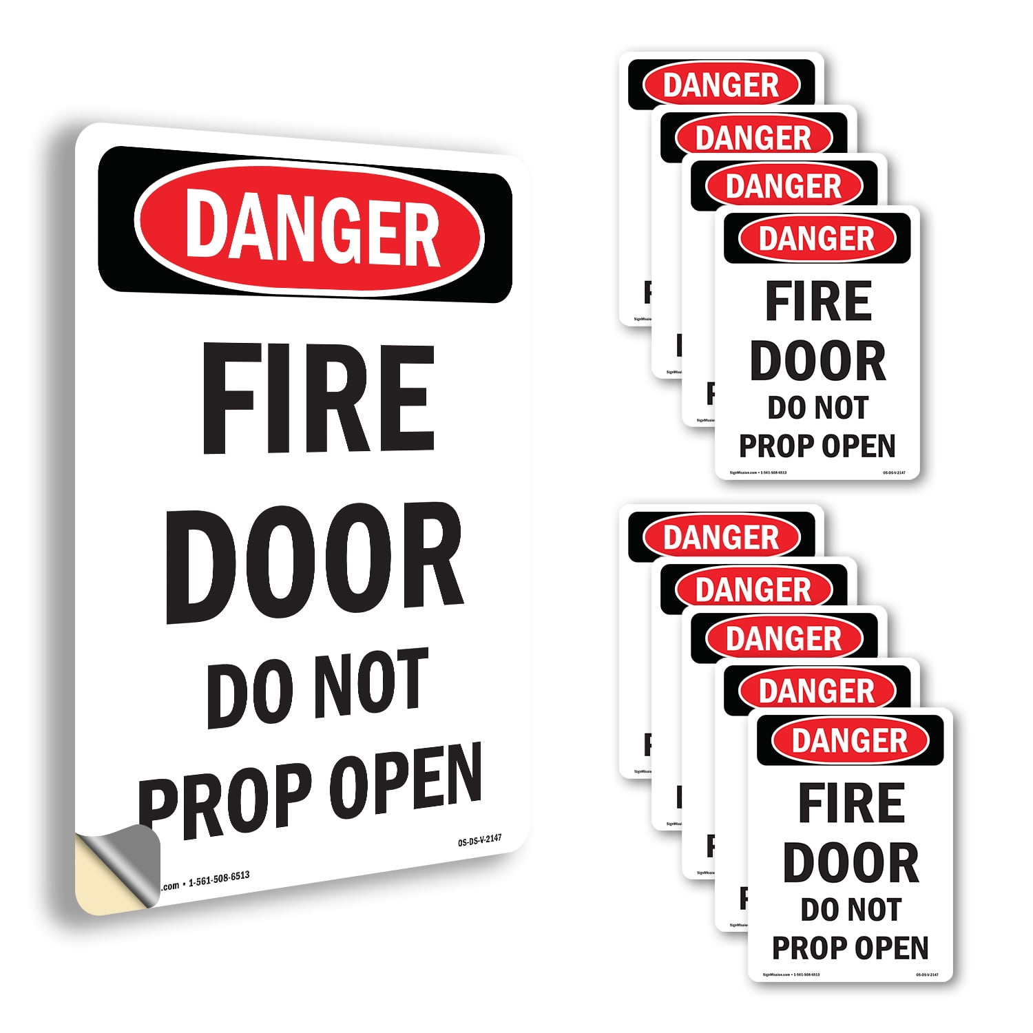 Fire Door Do Not Prop Open OSHA Danger Vinyl Decal Label 24 Inch x 18 ...