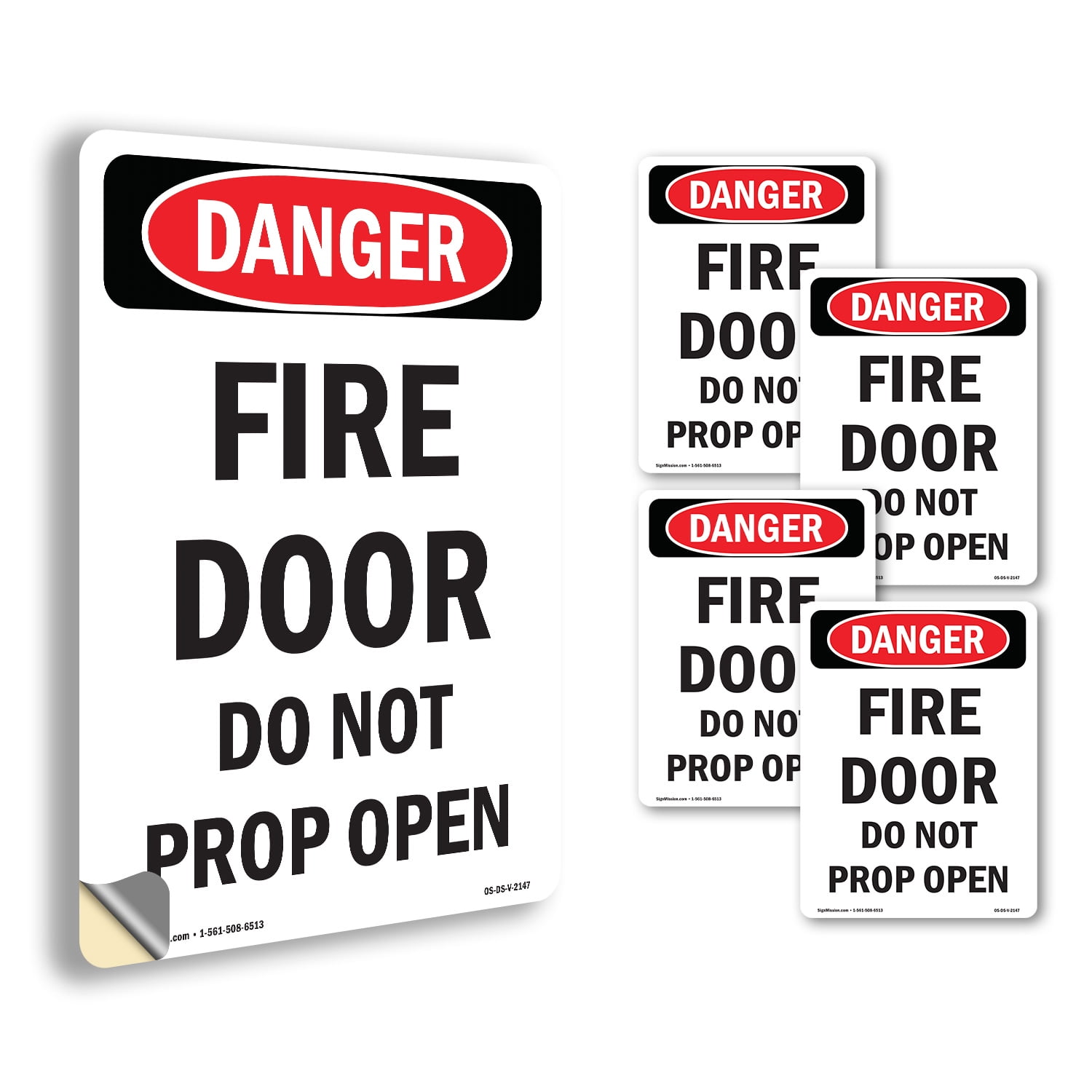 Fire Door Do Not Prop Open OSHA Danger Vinyl Decal Label 24 Inch x 18 ...