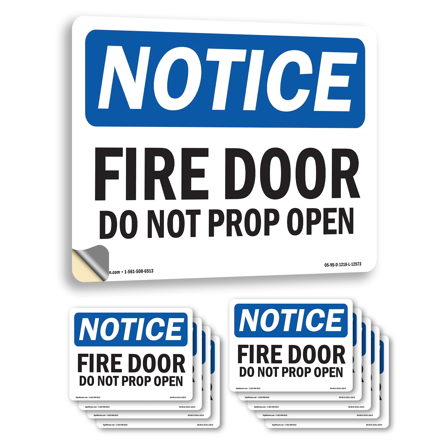 Fire Door Do Not Prop Open OSHA Notice Vinyl Decal Label 24 Inch x 18 ...