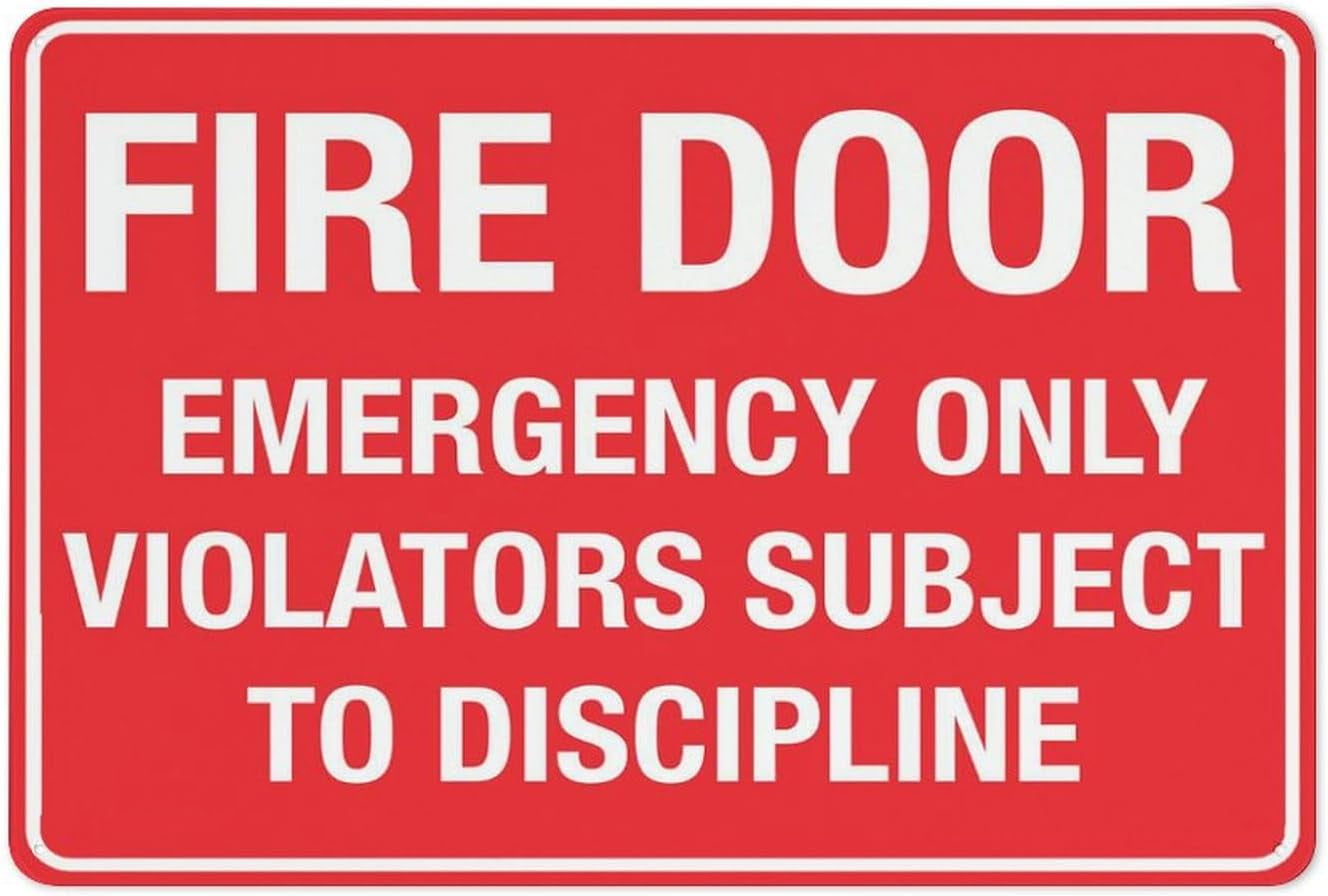 Fire Door Emergency Only Violators Subject Sign 8X12 Inch Rust Free ...