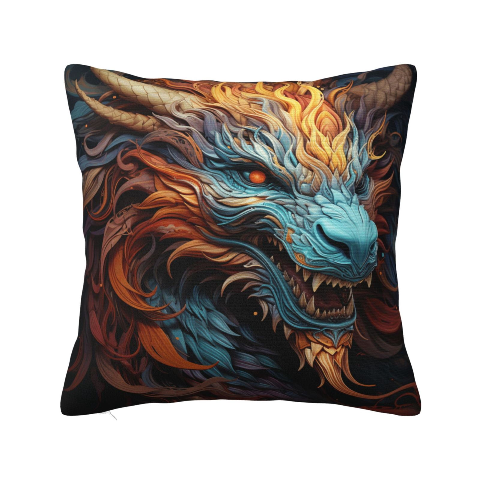 Fire Dragon Cool Art Decorative Throw Pillow Cases Square Cushion Cover ...