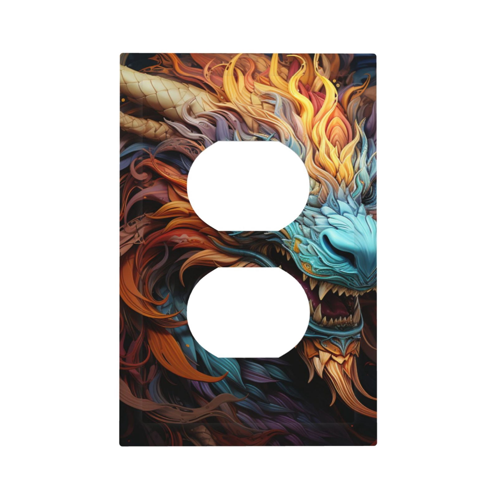 Fire Dragon Cool Art Duplex Wall Plate 1 Gang Decorative Electrical ...