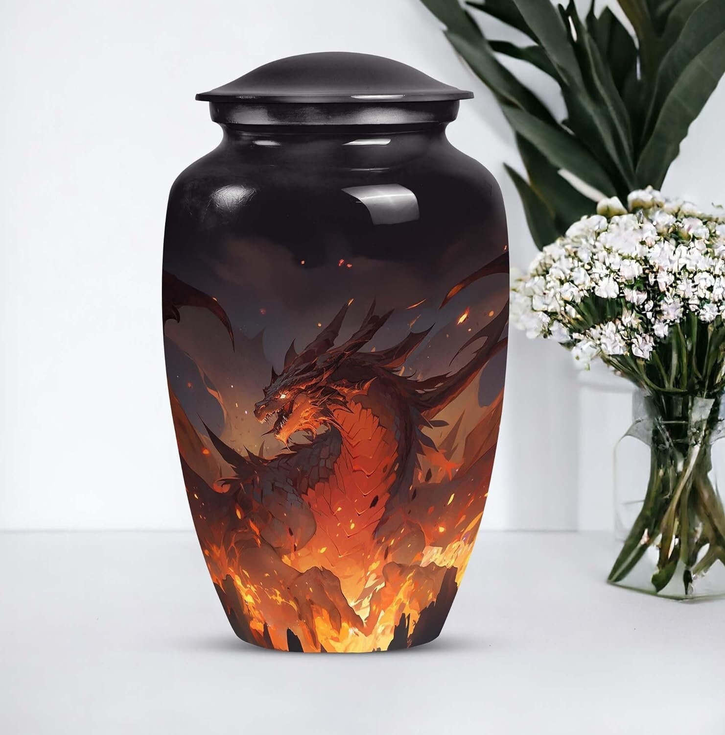 Fire Dragon Descent Urn,Memorial Urn for Human Ashes,Decorative ...