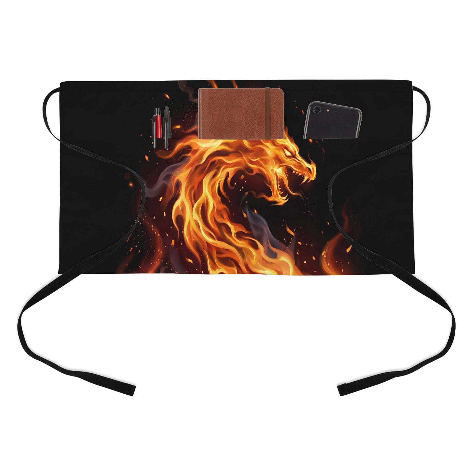 Fire Dragon Half Waist Apron Modern Mythical Mysterious Gold Red ...