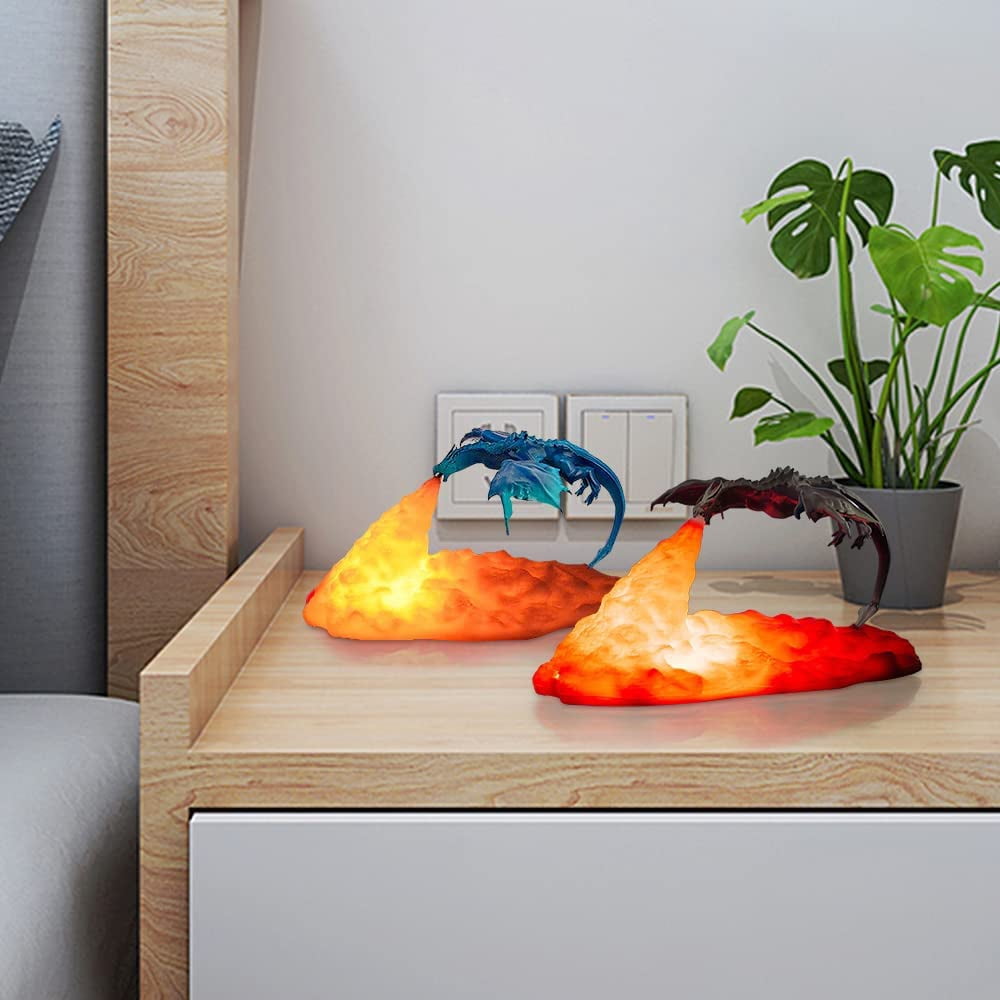 Fire Dragon Lamps, 3D Printed Volcano Dragon Lamps Night Light Moon ...
