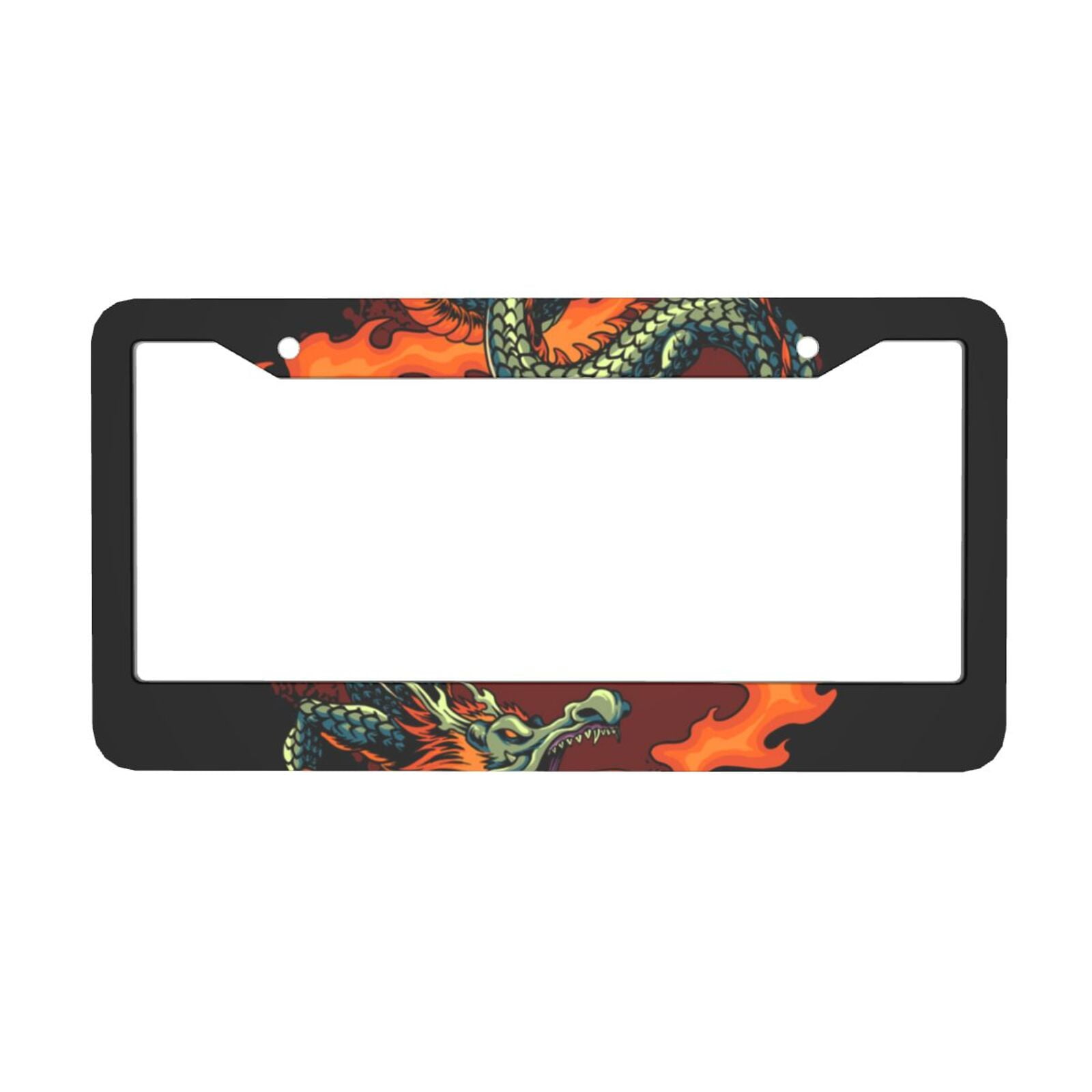 Fire Dragon Red Flaming Car License Plate Frame Aluminum Decorative ...