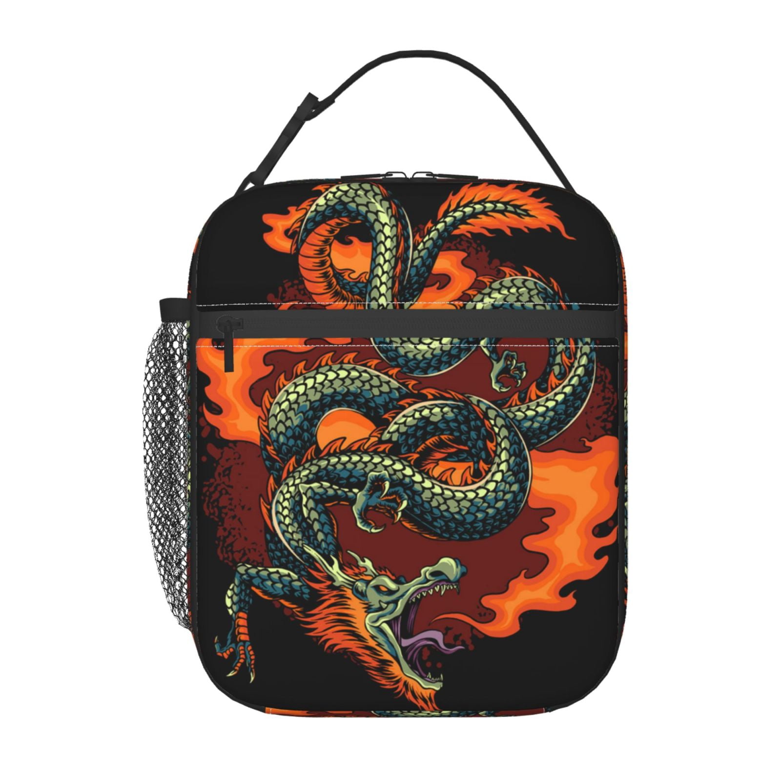 Fire Dragon Red Flaming Lunch Box Bag Insulated Lunchbox Reusable Tote ...