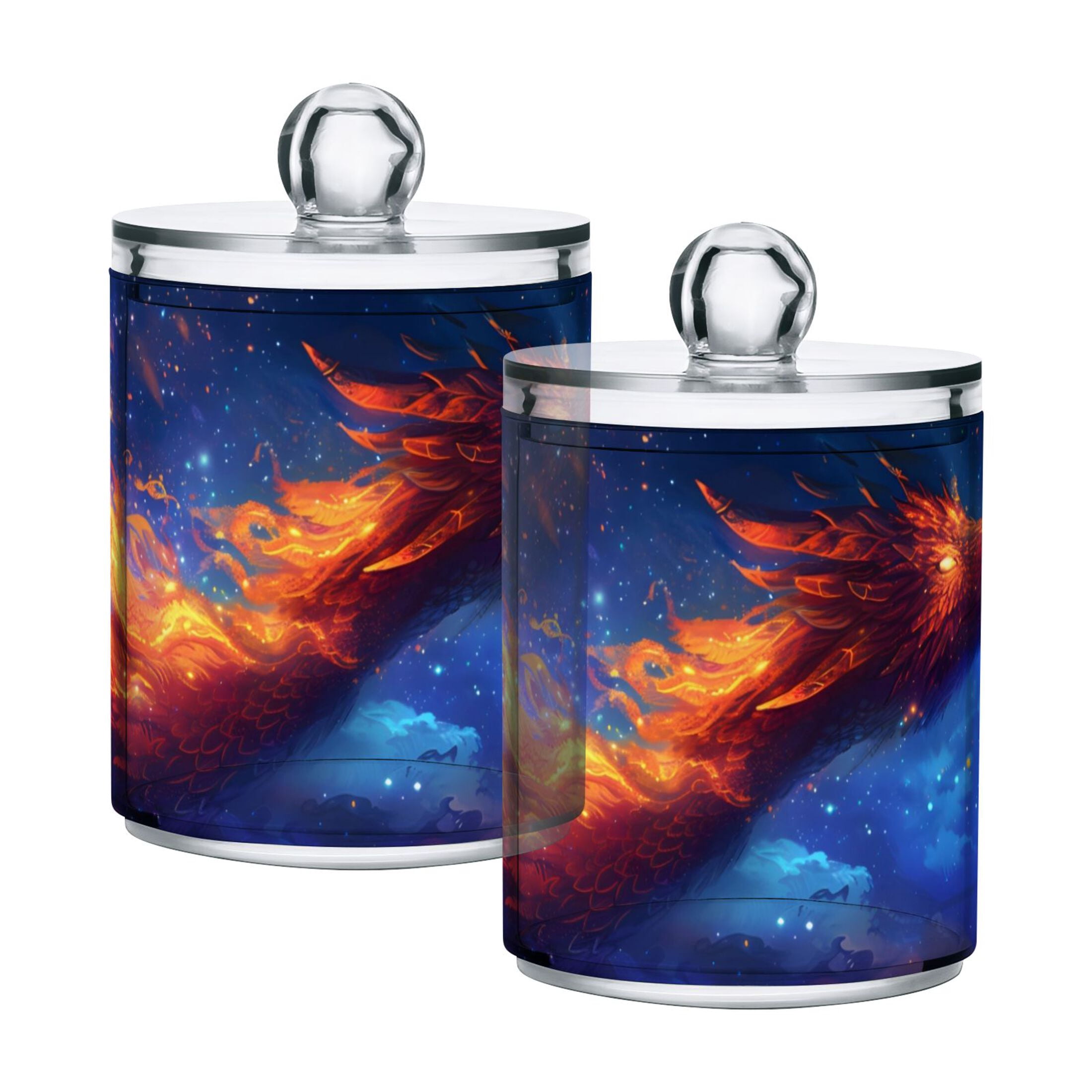 Fire Dragon Spit Out Flames Translucent Plastic Cans Storage Canisters ...