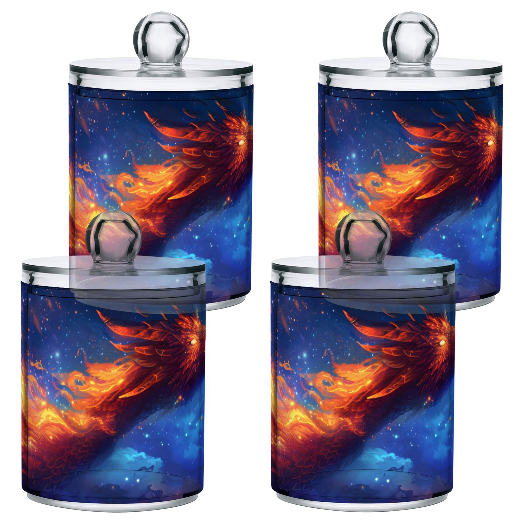 Fire Dragon Spit Out Flames Translucent Plastic Cans Storage Canisters ...