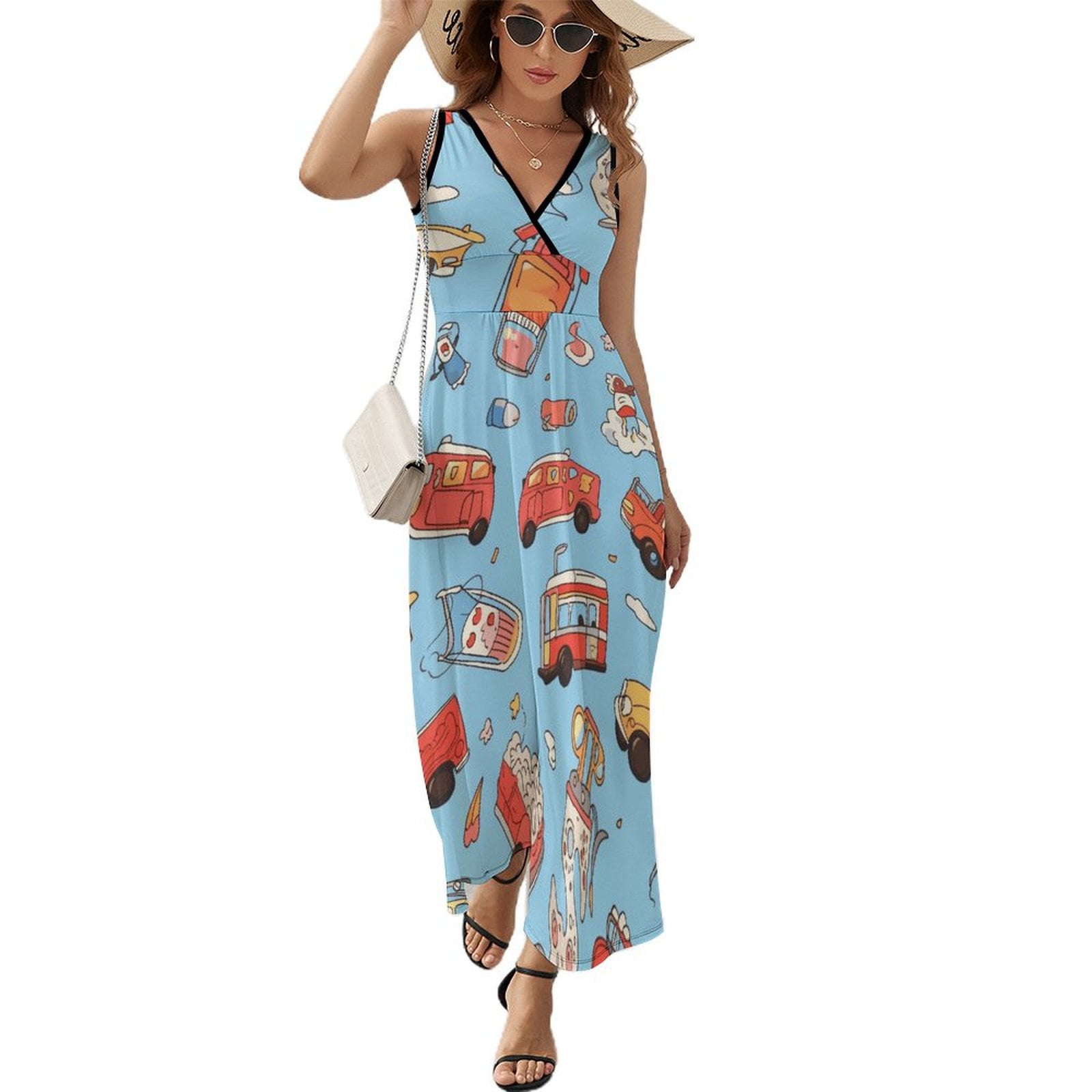 Fire Engine Car Truck Art Sleeveless Dress Women's Summer Suit Dresses ...