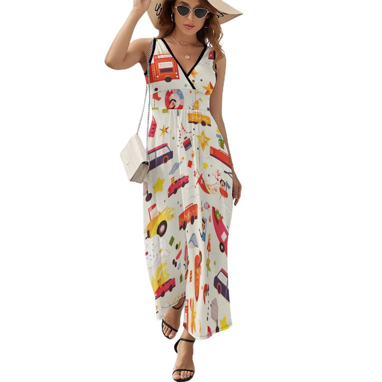 Fire Engine Car Truck Art Sleeveless Dress Women's Summer Suit Dresses ...
