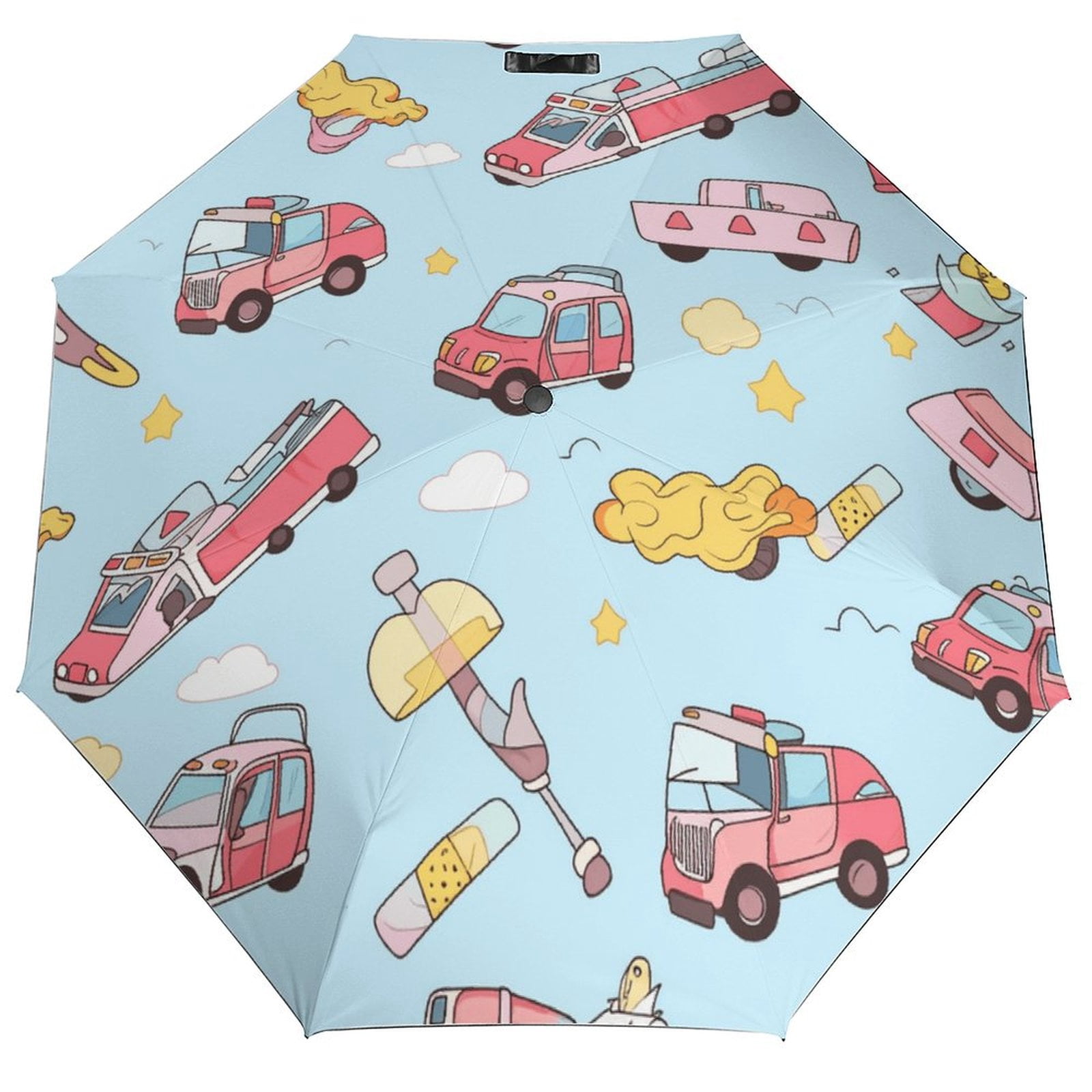 Fire Engine Car Truck Automatic Sunny Umbrella, Sun Protection Shade ...
