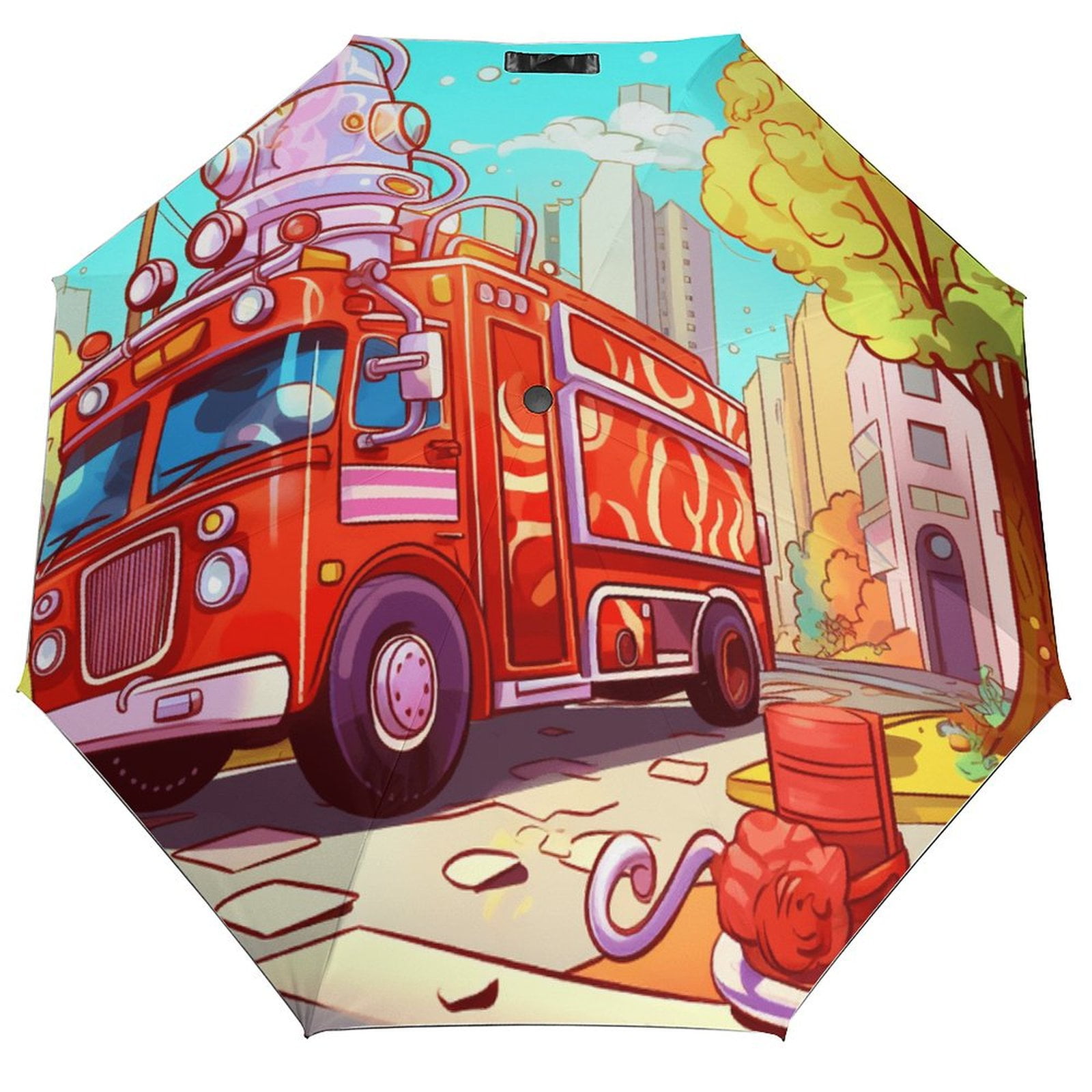 Fire Engine Car Truck Automatic Sunny Umbrella, Sun Protection Shade ...