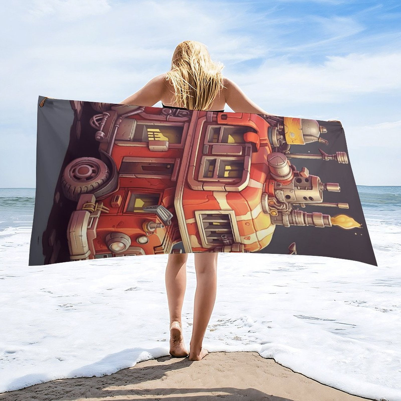 Fire Engine Car Truck Microfiber Beach Towel Lightweight 63''x32 ...