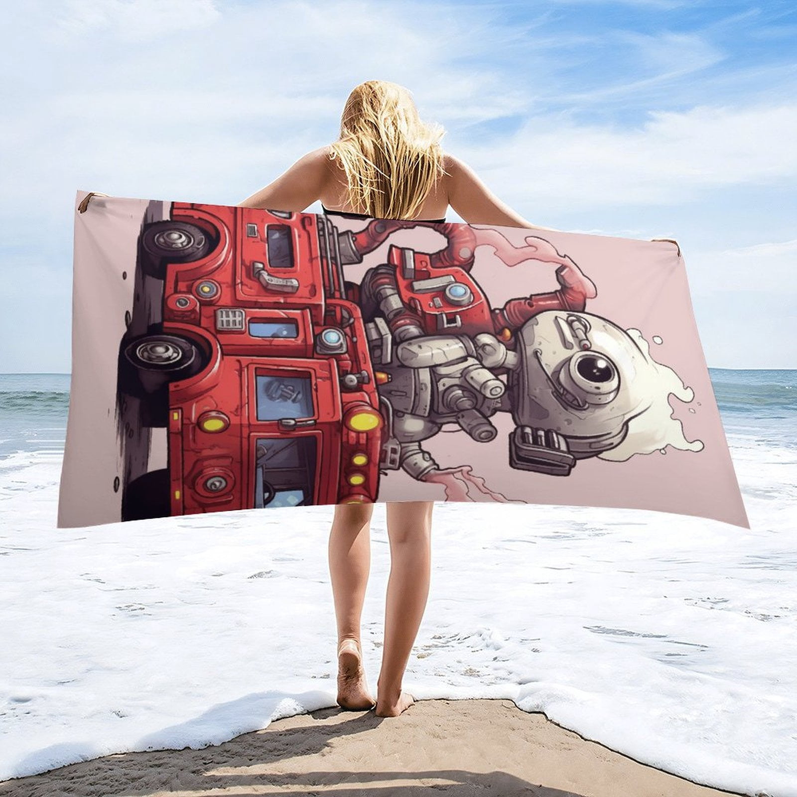 Fire Engine Car Truck Microfiber Beach Towel Lightweight 63''x32 ...