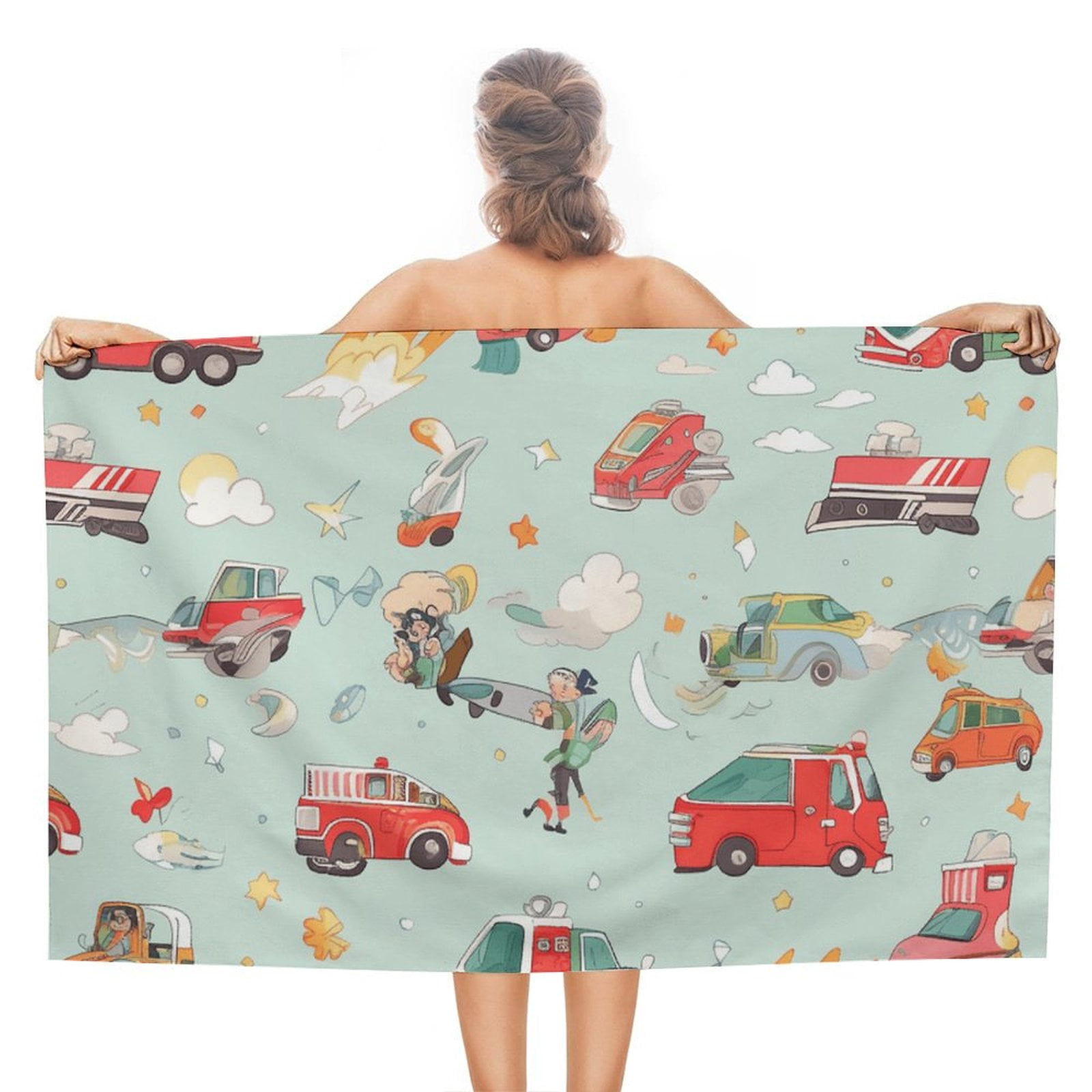Fire Engine Car Truck Microfiber Beach Towel Lightweight 63''x32 ...