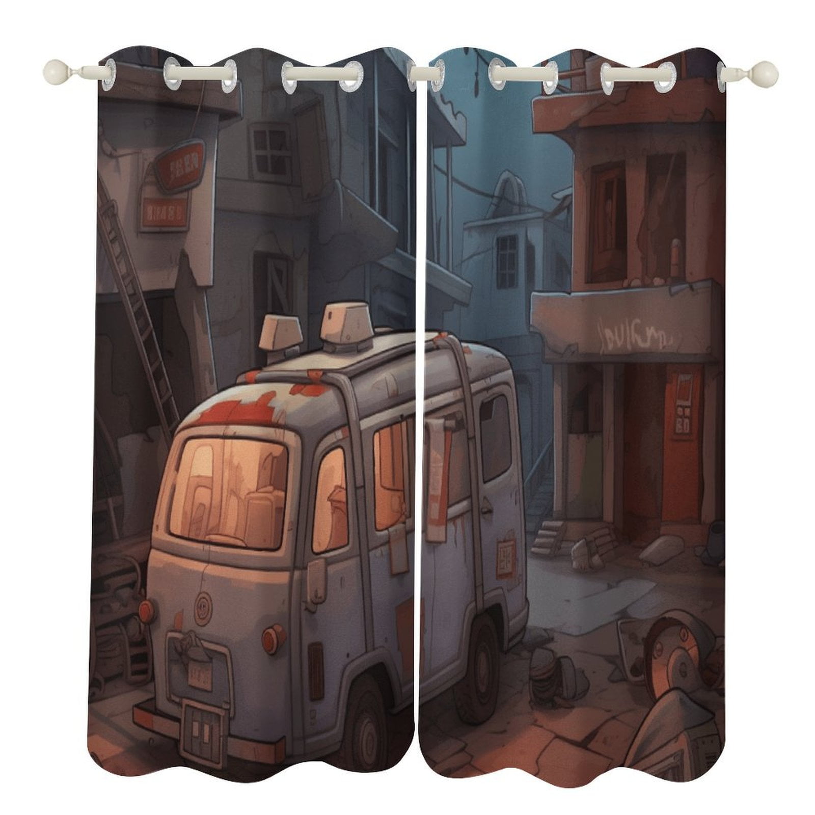 Fire Engine Car Truck Modern Window for Living Room Curtains for Child ...