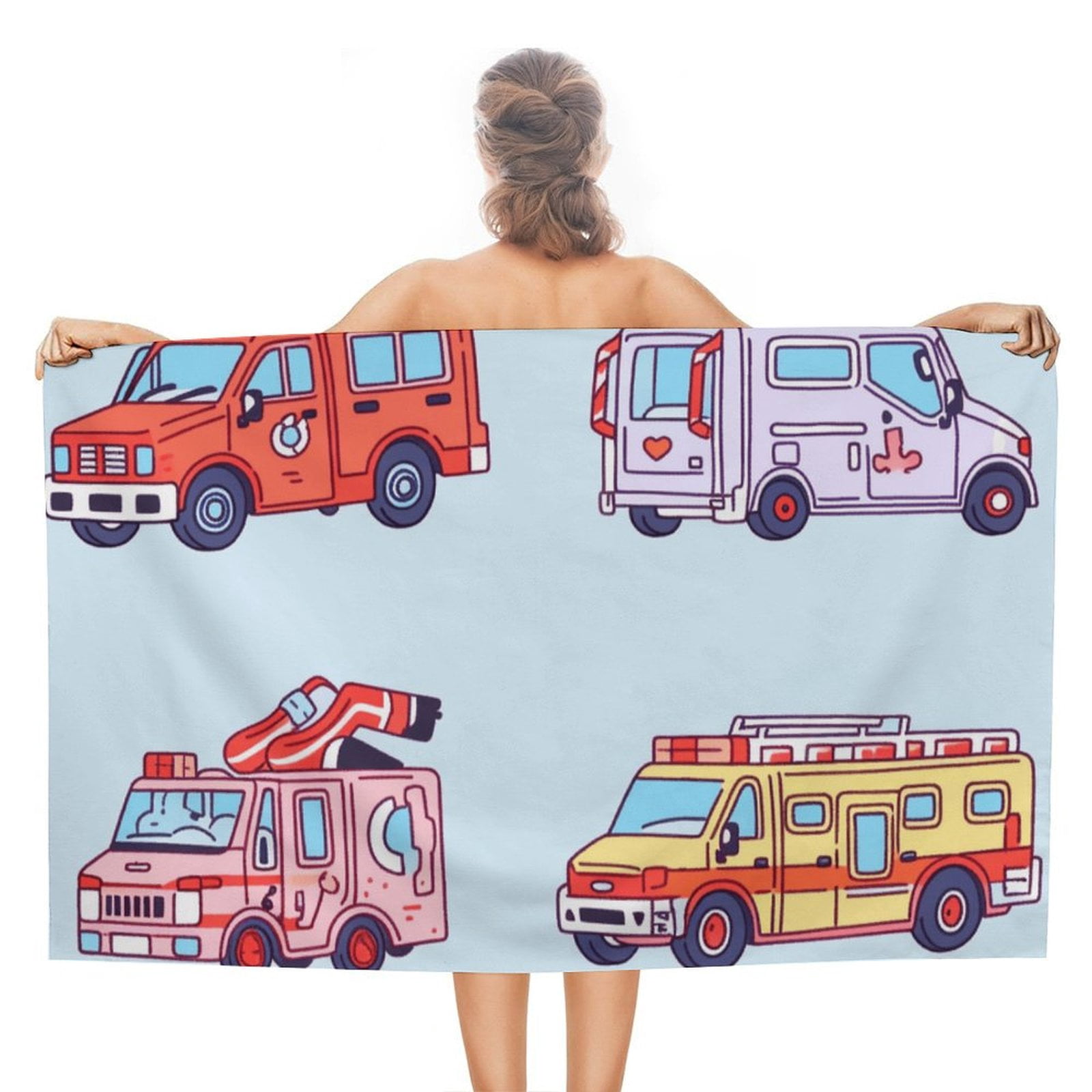 Fire Engine Car Truck Oversized Beach Towel XL Pool Camping Swim Towels ...