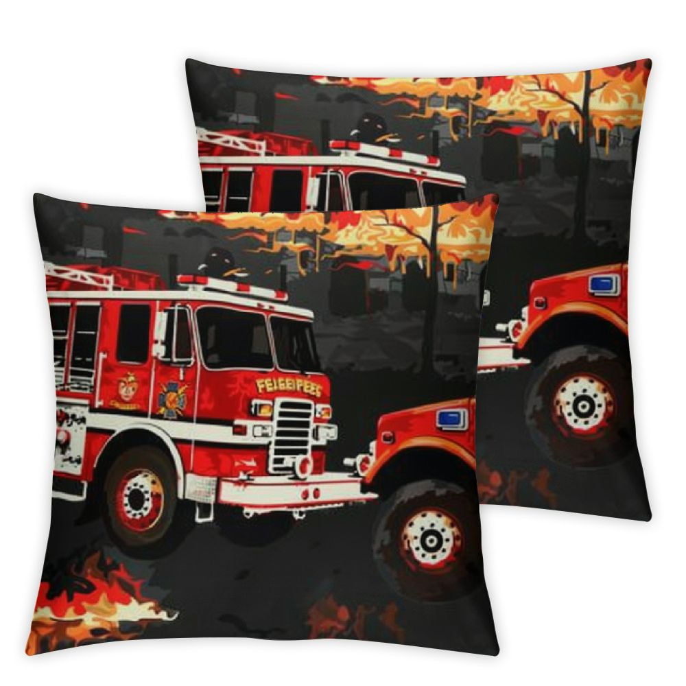Fire Engine Fitted Sheet Full Size,Cartoon Fire Truck Bedding for Kids ...