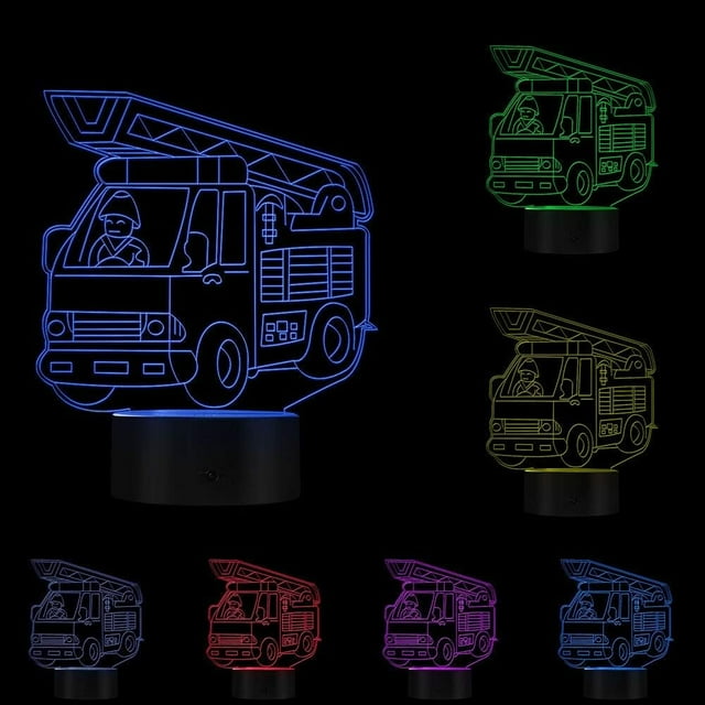 Fire Engine Modern Light Fire Dept Office 3D Optical Illusion Night ...