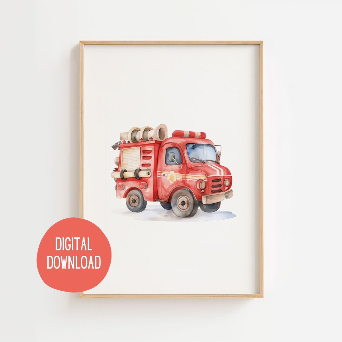 Fire Engine Poster, Fire Truck Print, Nursery Poster, Nursery Wall Art ...