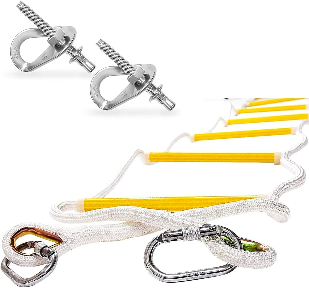 Fire Escape Ladder 2 Story 16ft Flame Resistant Safety Rope Ladder with ...