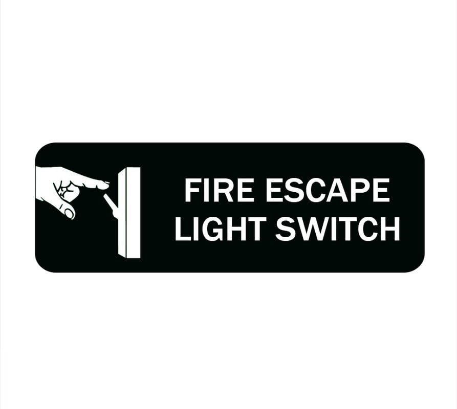 Fire Escape Light Switch Sign For House, Home, And Office - 10" X 3 ...