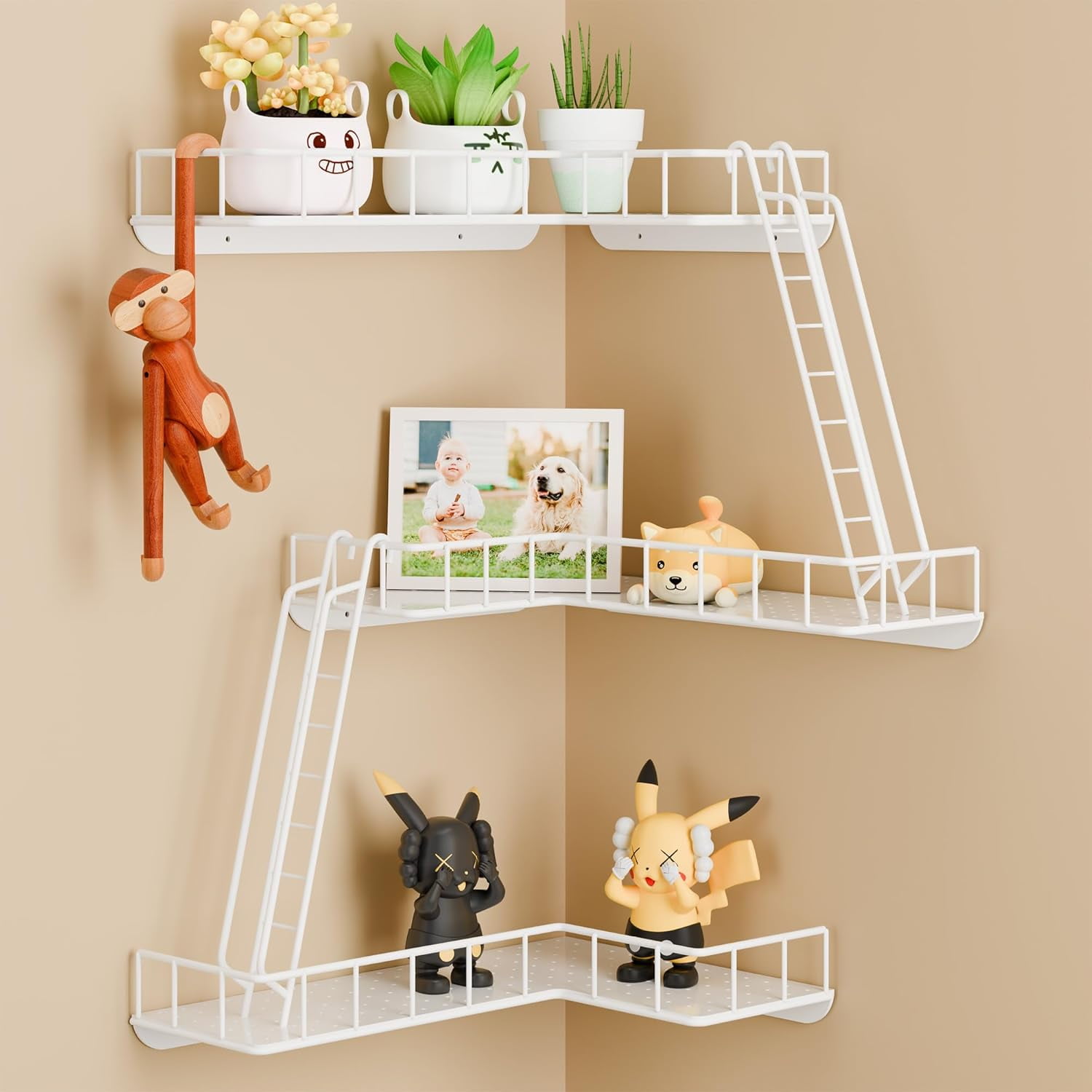 Fire Escape Wall Shelf - Modern City Style 3-Tier Corner Wall Shelves ...