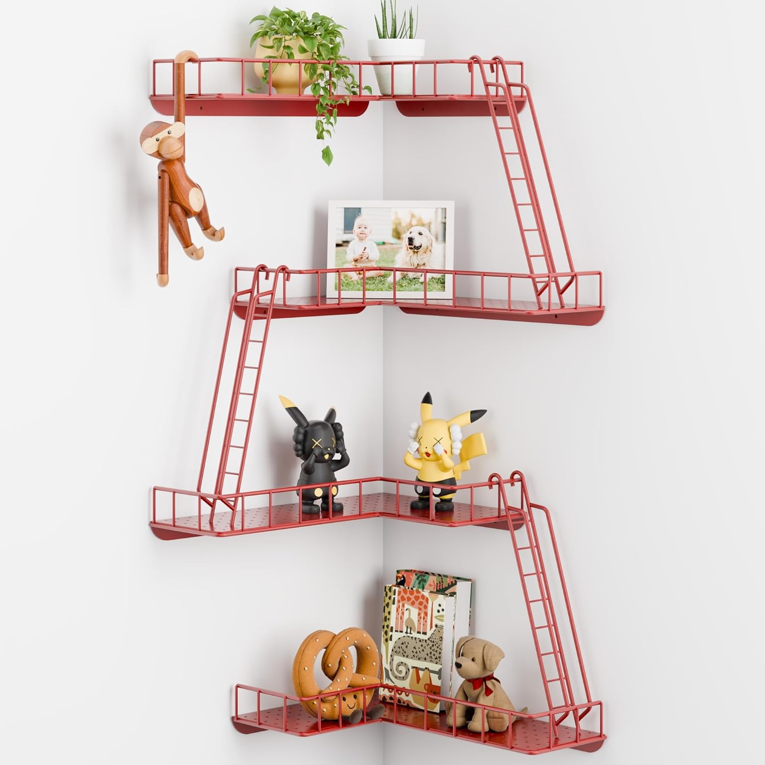 Fire Escape Wall Shelf - Modern City Style 4-Tier Corner Wall Shelves ...
