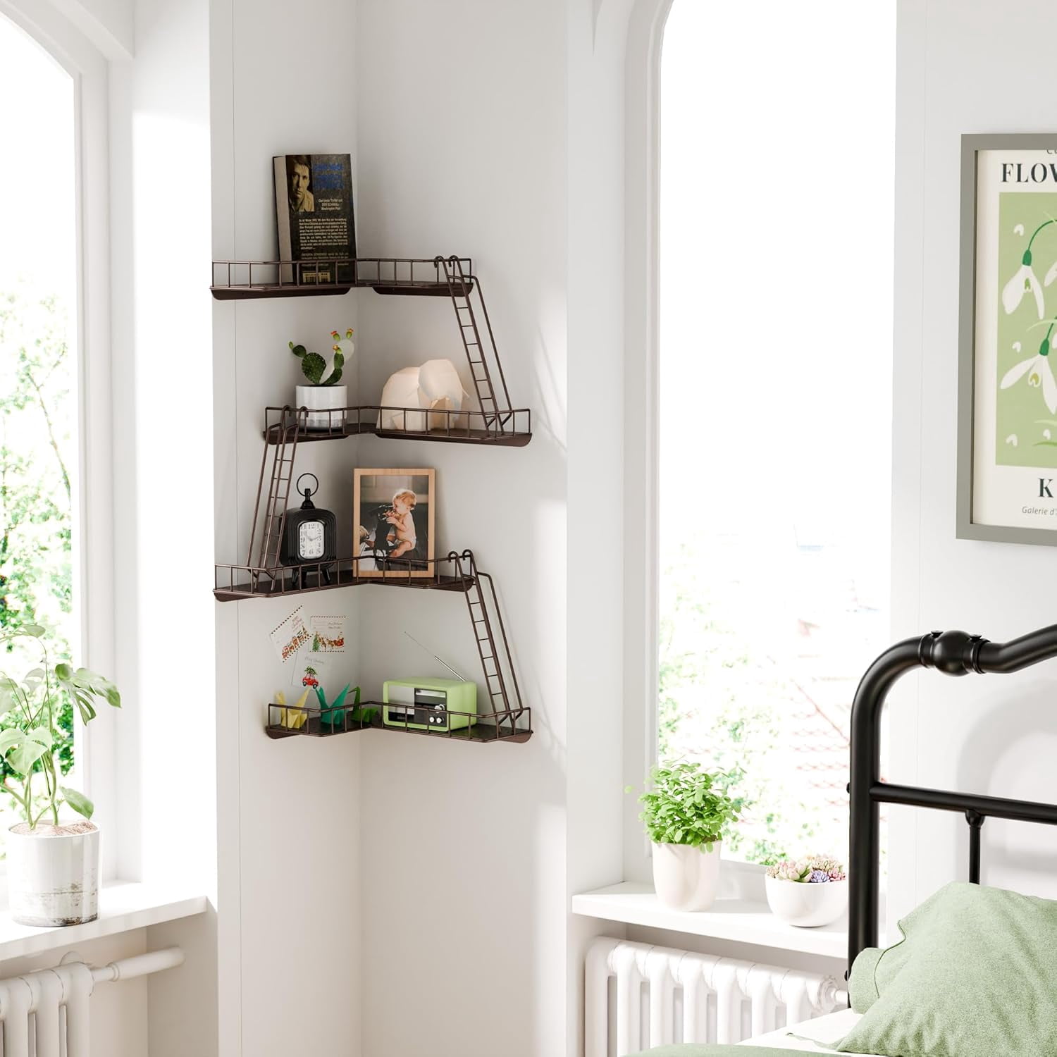 Fire Escape Wall Shelf - Modern City Style 4-Tier Corner Wall Shelves ...