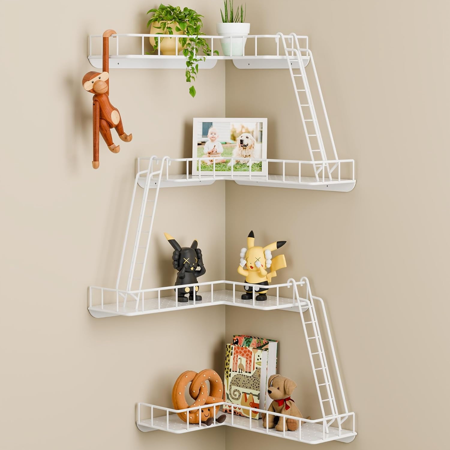 Fire Escape Wall Shelf - Modern City Style 4-Tier Corner Wall Shelves ...