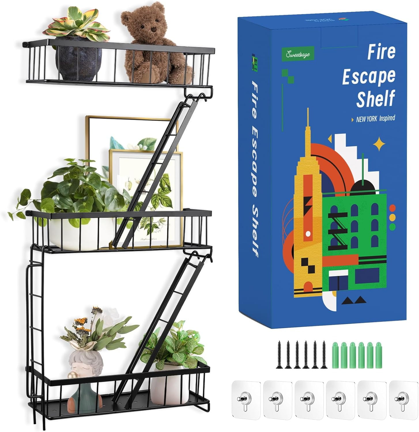 Fire Escape Wall Shelf - New York Decorative Ladder Shelf, Wall Art ...