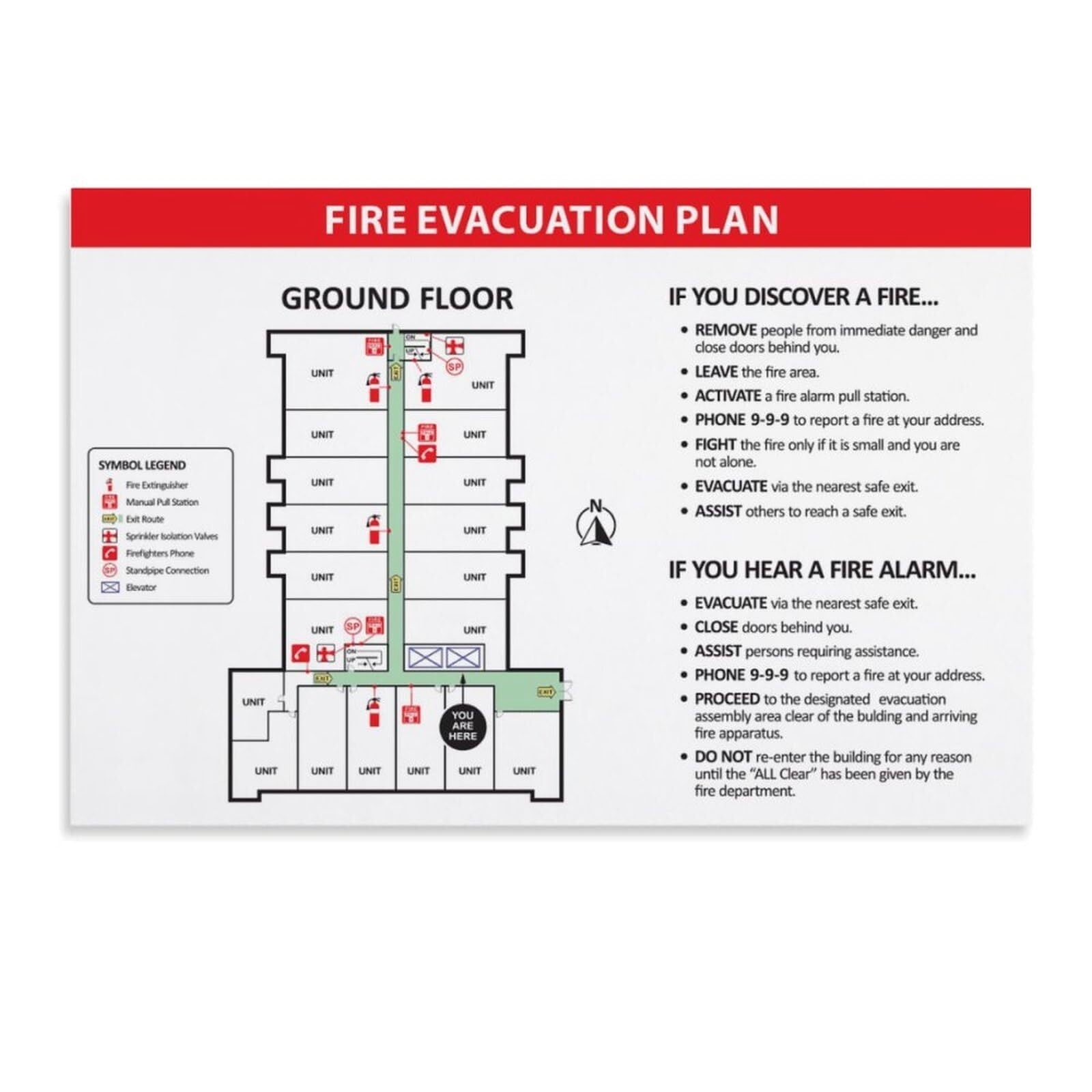 Fire Evacuation Plan Wall Art Poster Canvas Paintings for Living Room ...