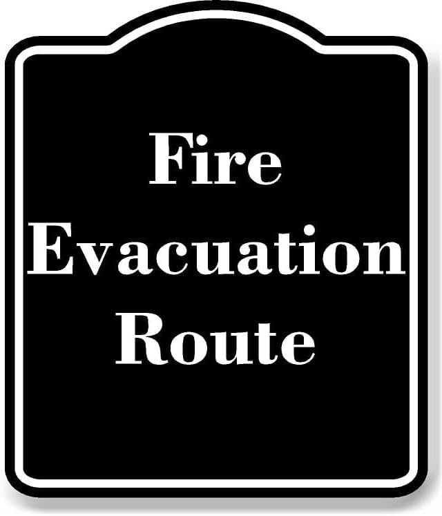 Fire Evacuation Route BLACK Aluminum Composite Sign 8.5''x10 ...