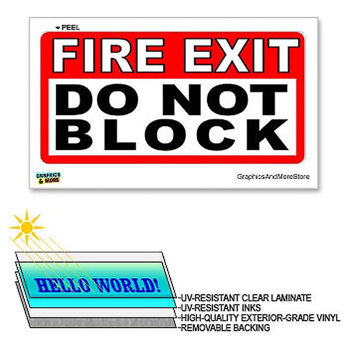 Fire Exit Do Not Block - 12 in x 6 in - Laminated Sign Window Business ...