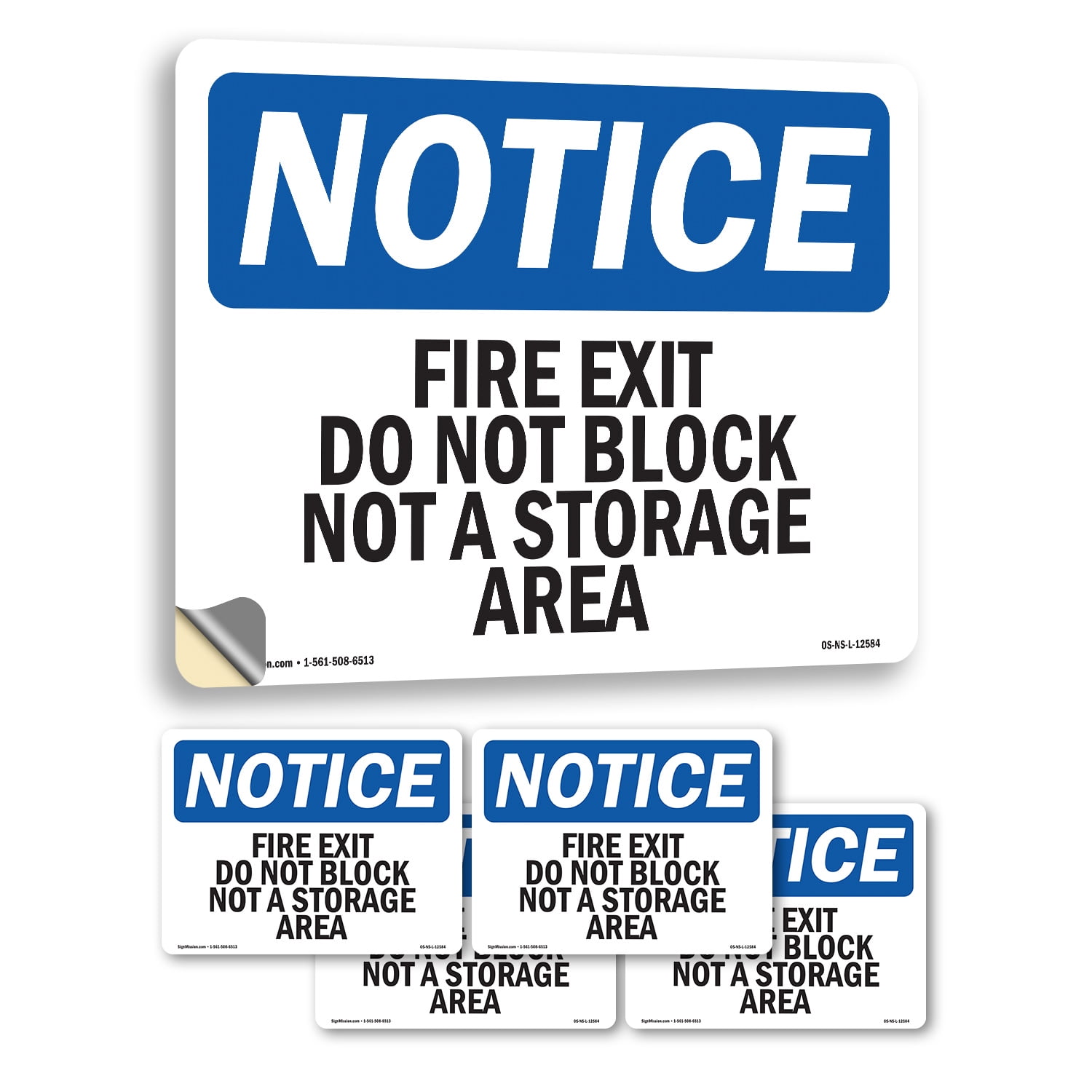 Fire Exit Do Not Block Not A Storage Area OSHA Notice Vinyl Decal Label ...