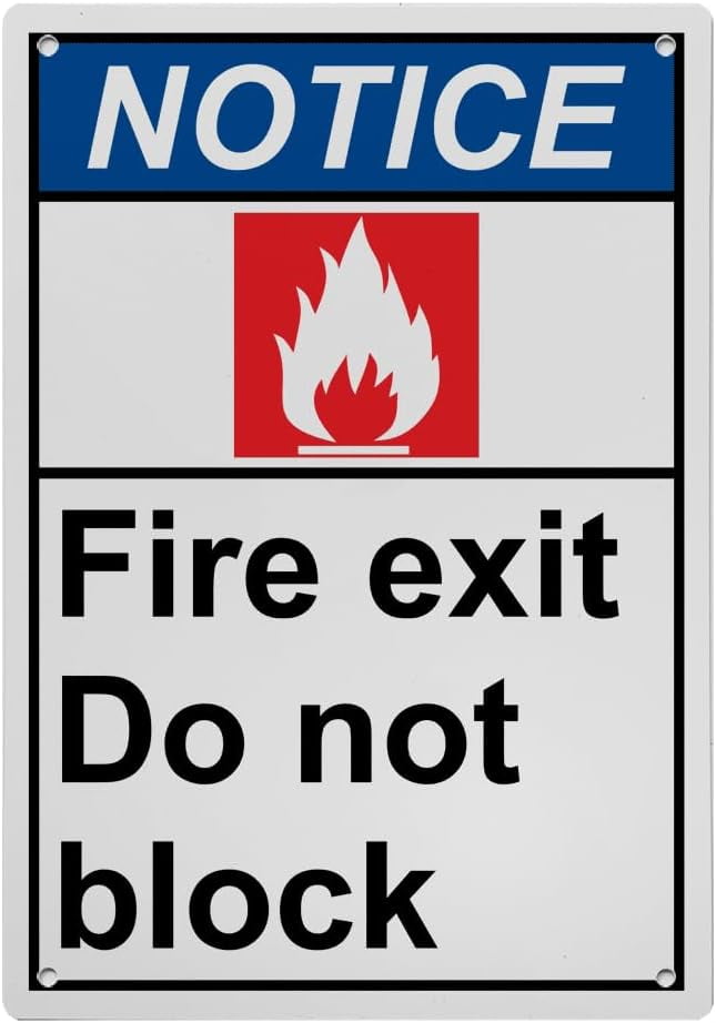 Fire Exit Do Not Block Sign, Industrial Exit Emergency Fire Sign 8"x12 ...