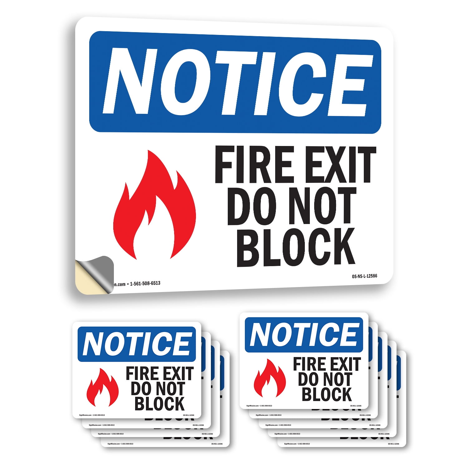 Fire Exit Do Not Block With Symbol OSHA Notice Vinyl Decal Label 24 ...